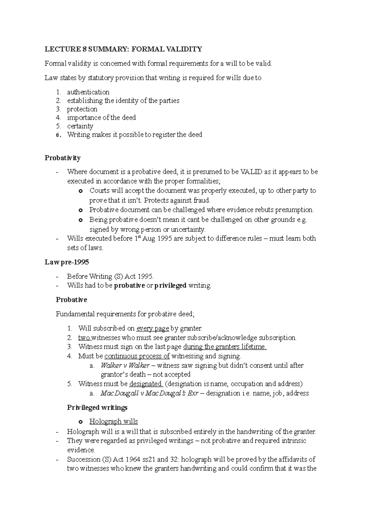 L8 formal validity summary - LECTURE 8 SUMMARY: FORMAL VALIDITY Formal ...