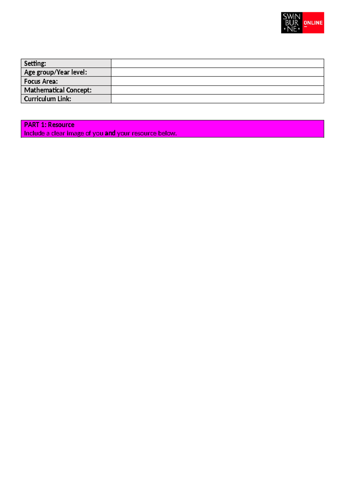 Assignment 2- essay - Setting: Age group/Year level: Focus Area ...