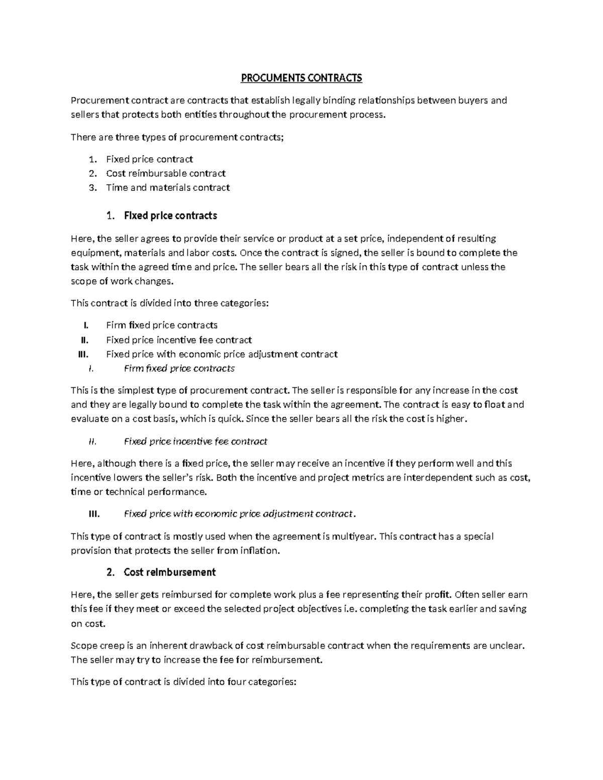 Procurement contracts - PROCUMENTS CONTRACTS Procurement contract are ...