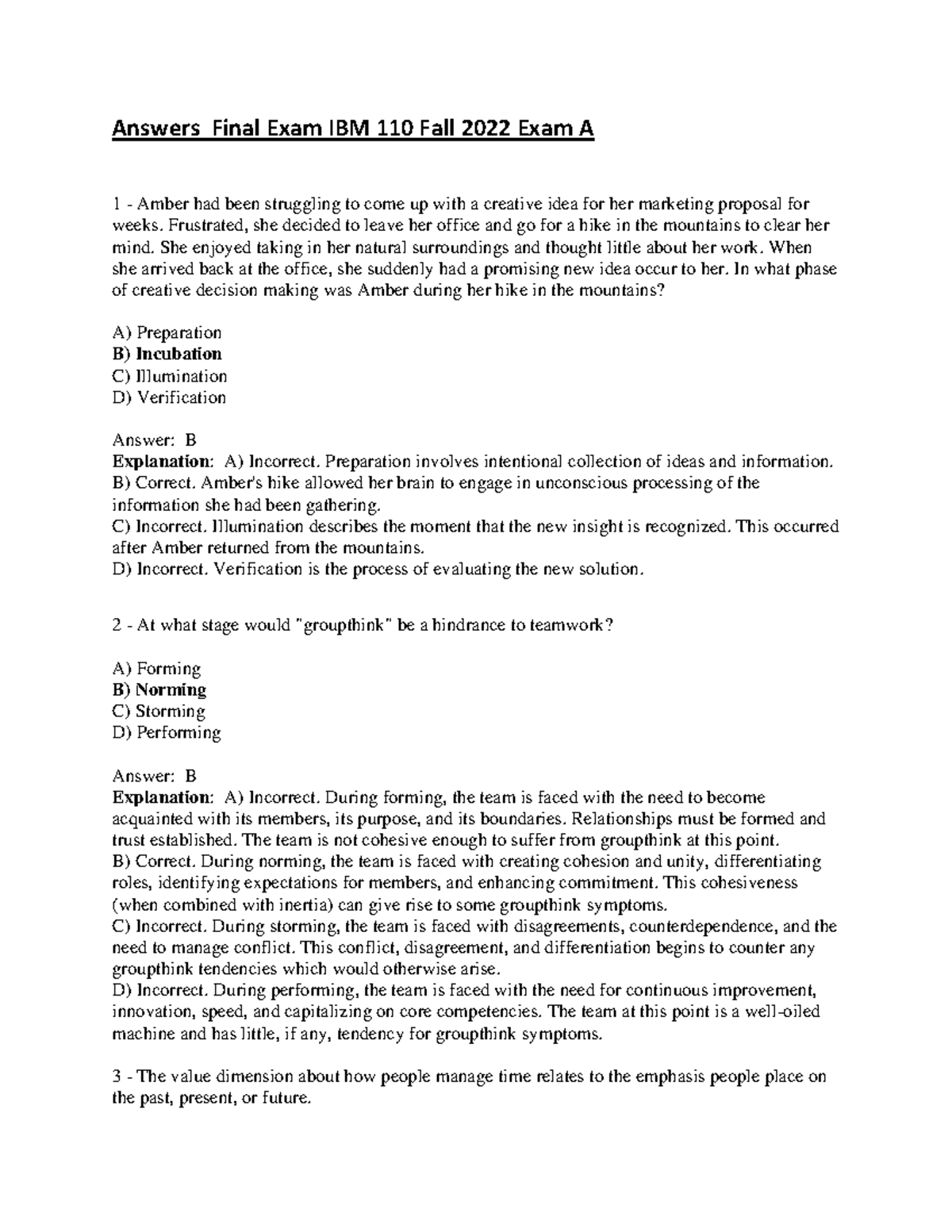 Answers Final Exam A IBM 110 F2022 Final - Answers Final Exam IBM 110 ...