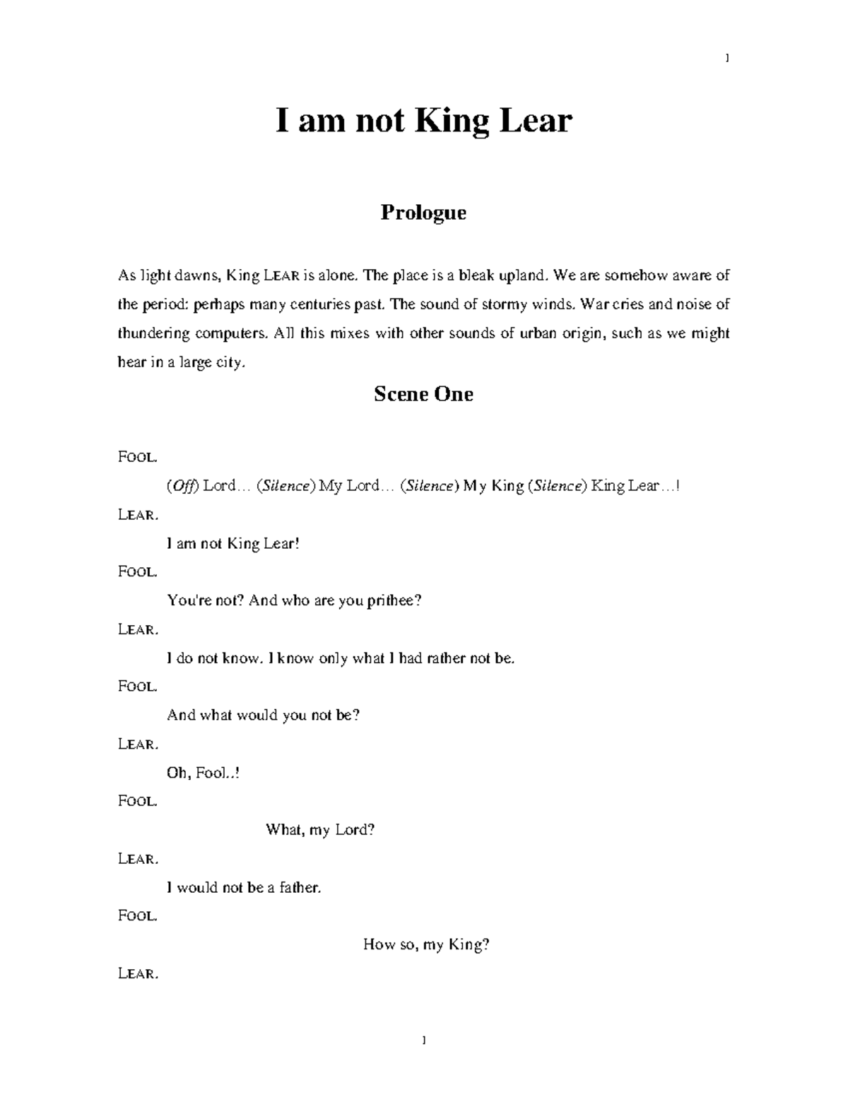 I-AM-NOT-KING-LEAR-Final script - I am not King Lear Prologue As light ...
