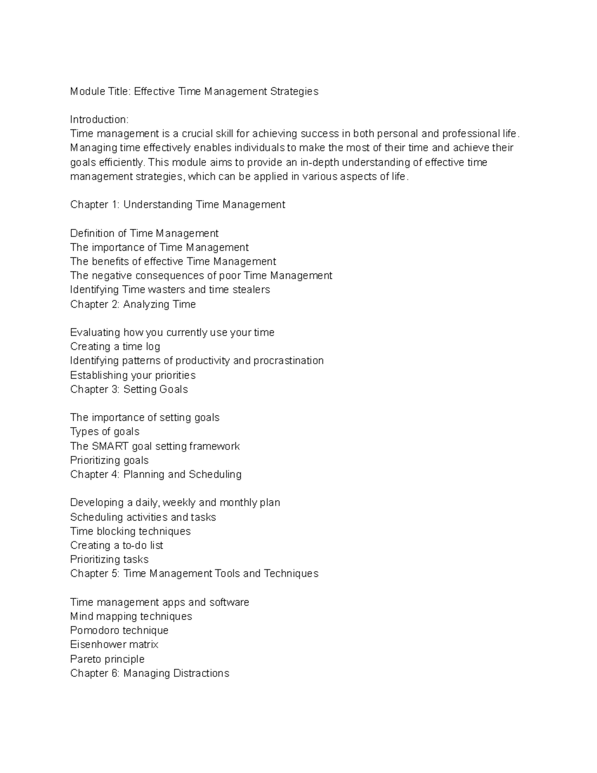 Effective Time Management Strategies Module Title Effective Time