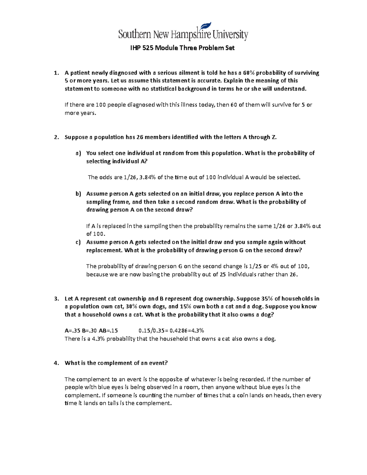 IHP 525 Biostatistics 3-2 Problem Sets - IHP 525 Module Three Problem ...