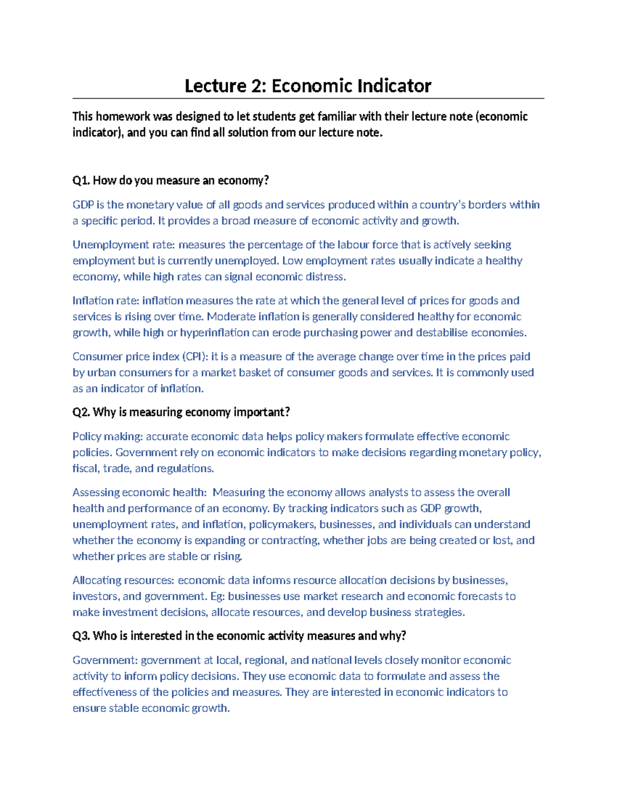 Tutorial 3 Worksheet (economic indicators) - Lecture 2: Economic ...