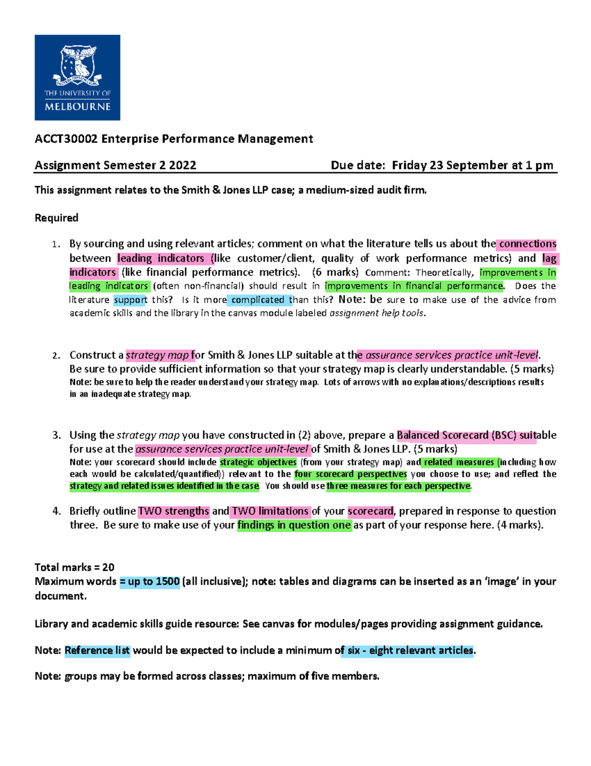 Assignment requirements - ACCT30002 Enterprise Performance Management ...