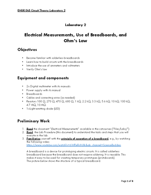 Lab 4 - Instructor: Dr. Huifang Dou - ENGR 065 Circuit Theory Laboratory 4 Series and Parallel ...