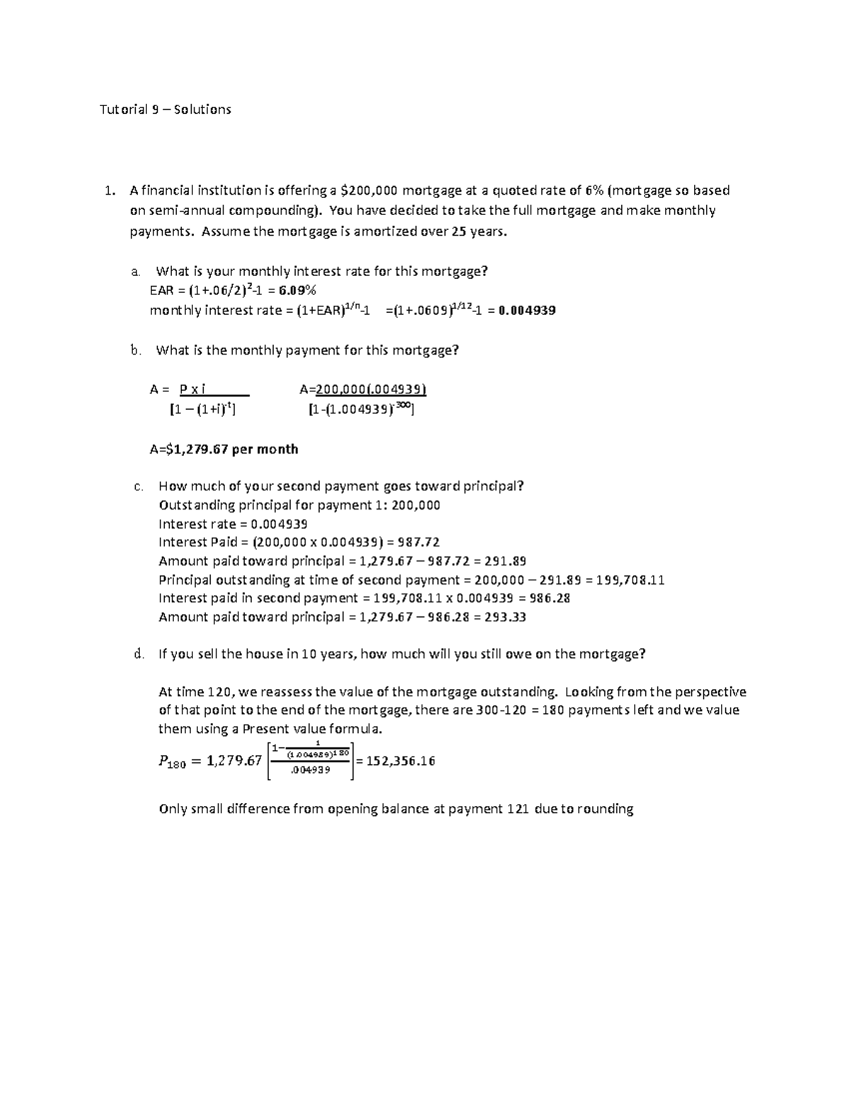Tutorial 9 - Solutions Problems - ECON 209 - UCalgary - Studocu