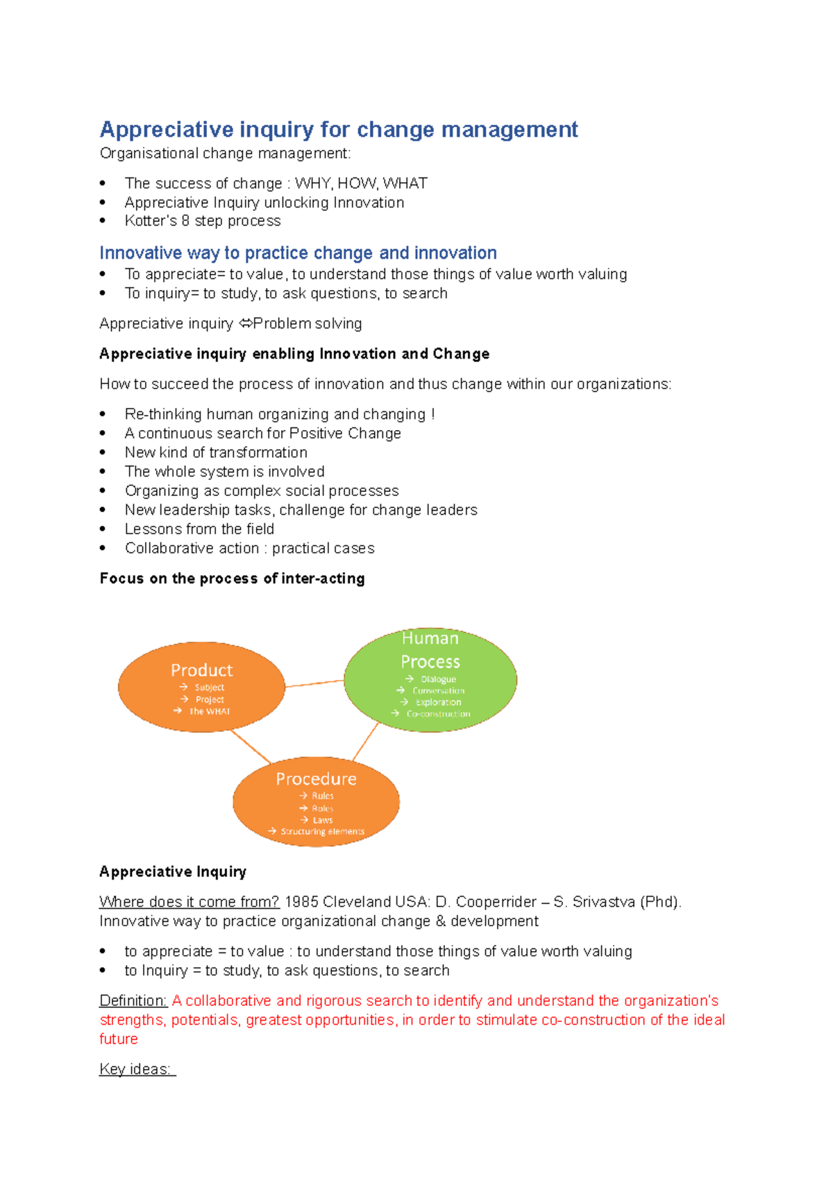 Appreciative inquiry for change management - Appreciative inquiry for ...