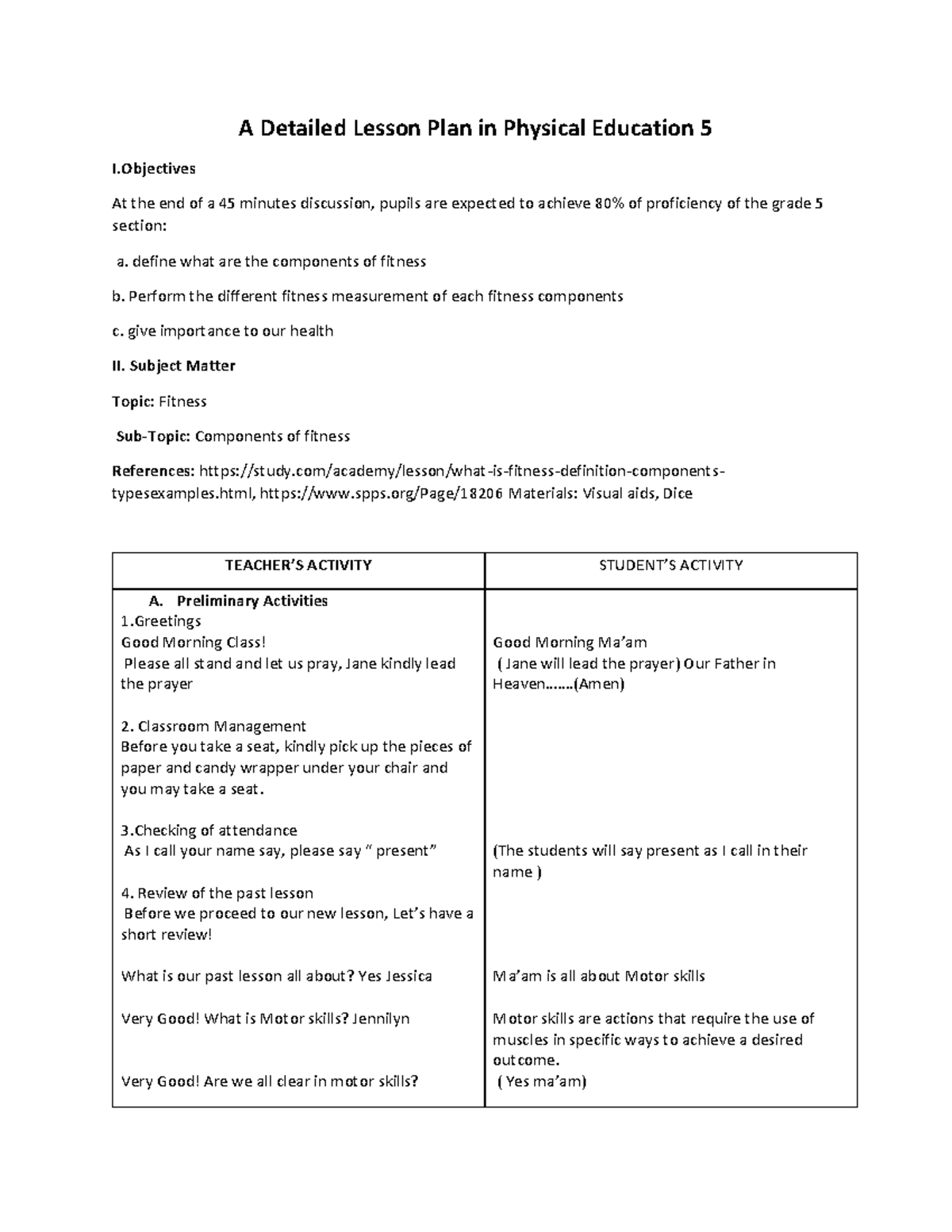 508789576 A Detailed Lesson Plan in Physical Education 5 - A Detailed ...