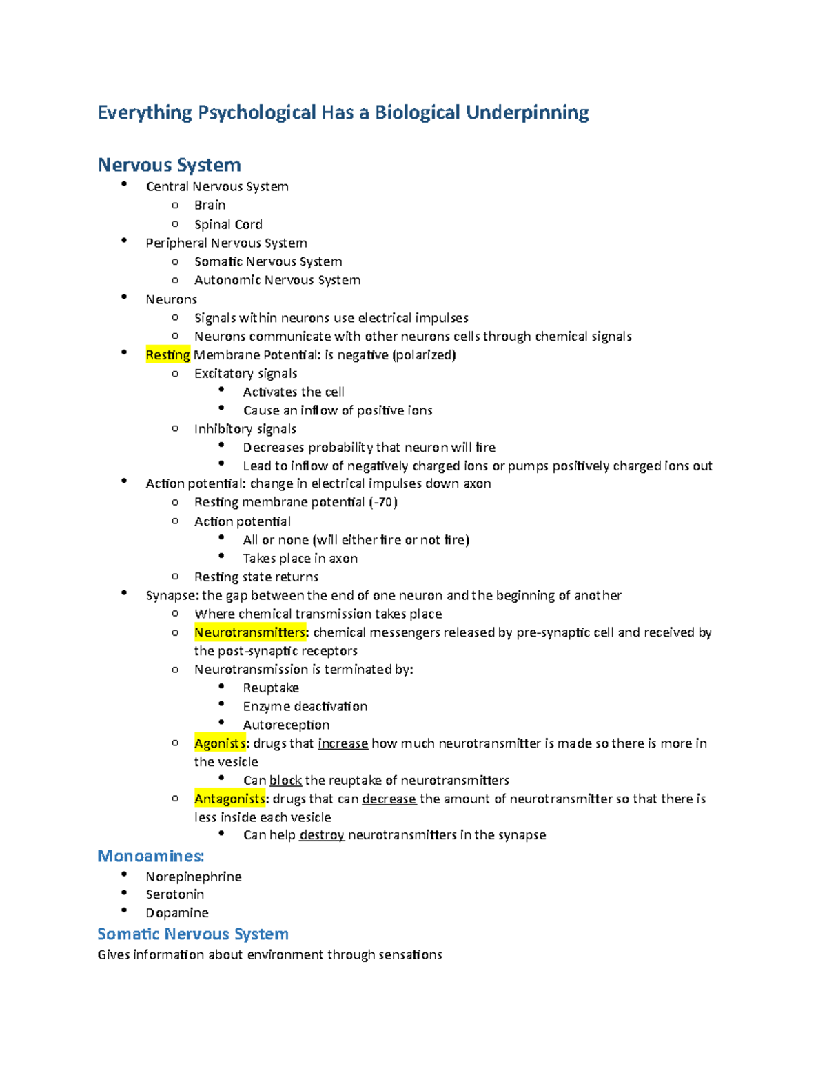 Chapter 3 Psy 100 - Everything Psychological Has a Biological ...