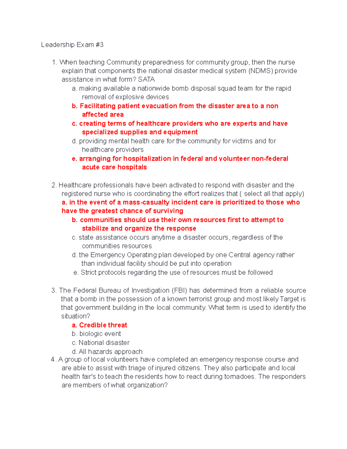 Leadership Exam 3 - NUR 90 - LIU - Studocu