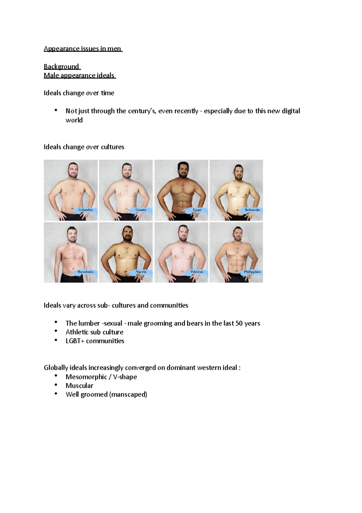 Appearance issues in men - Appearance issues in men Background Male ...