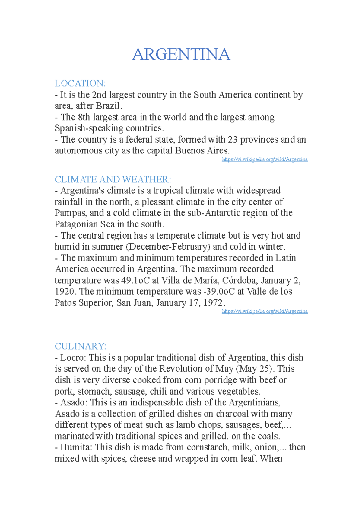 Argentina E - ARGENTINA LOCATION: - It is the 2nd largest country in ...