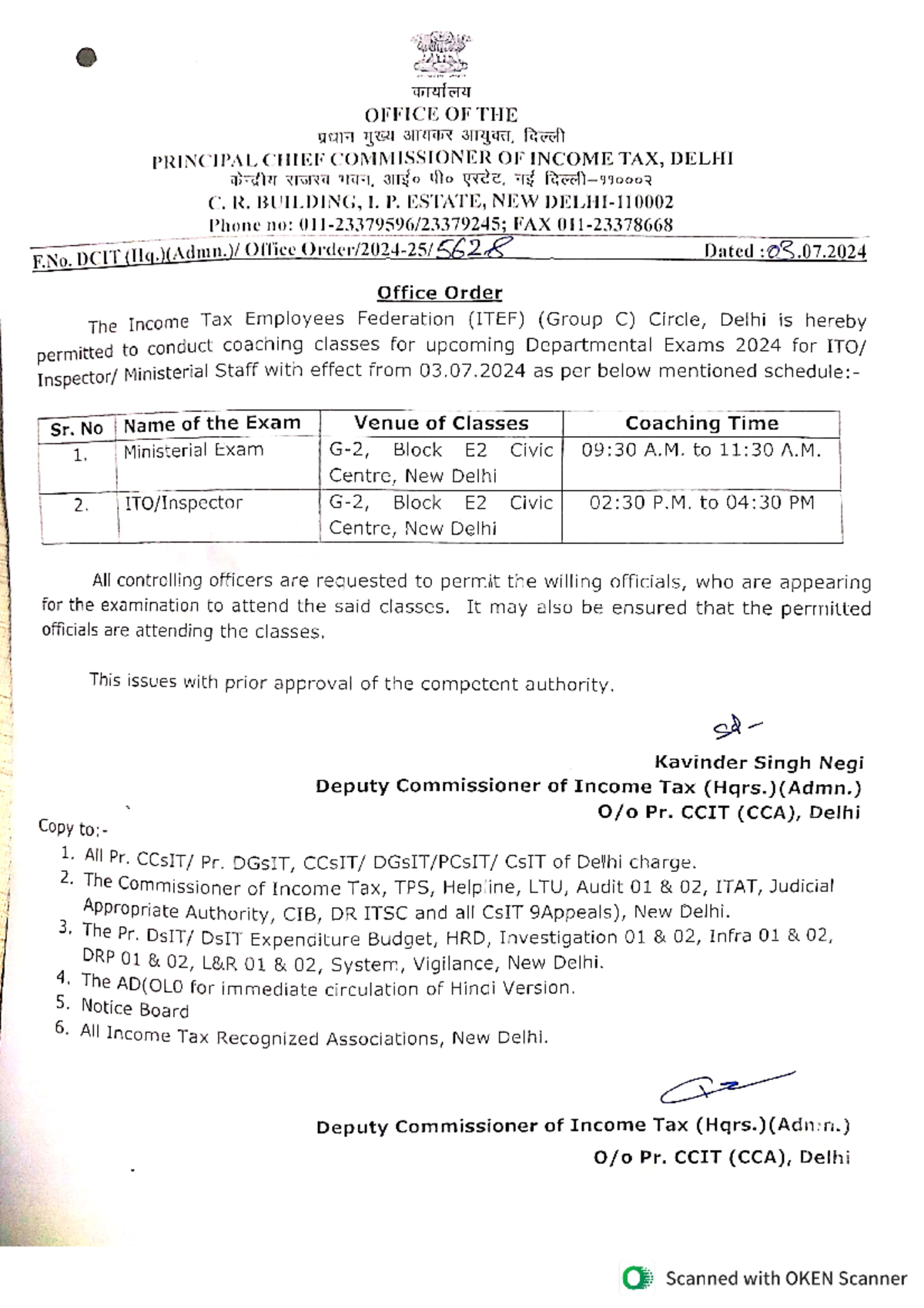 ITEF Classes - Hghhh - OFFICE OF THE you STREET , Paceft PRINCIPAL ...