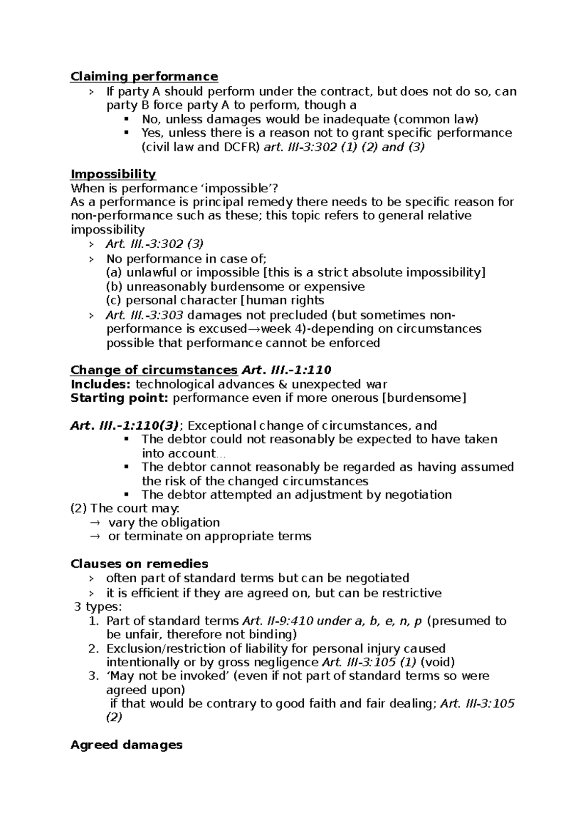 Claiming performance - Lecture notes First Semester - Claiming ...