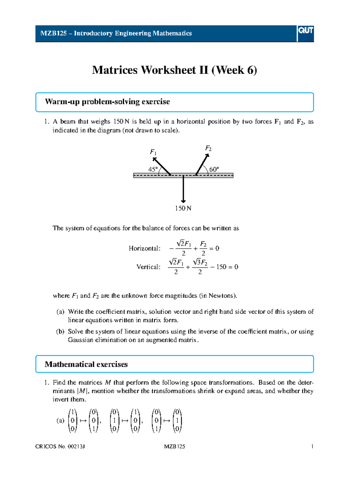 Worksheet 06-matrices 2 - Matrices Worksheet II (Week 6) Warm-up ...