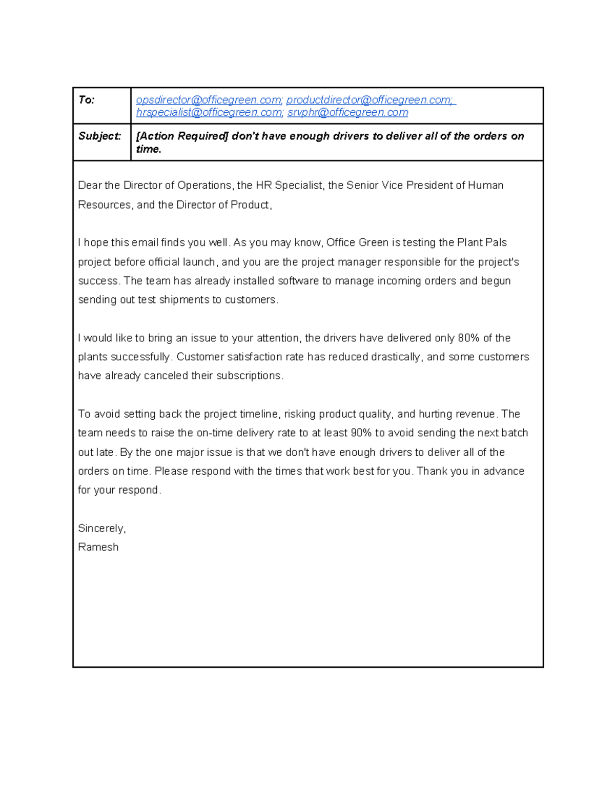 Activity-Template -Escalation-Email - To: opsdirector@officegreen ...