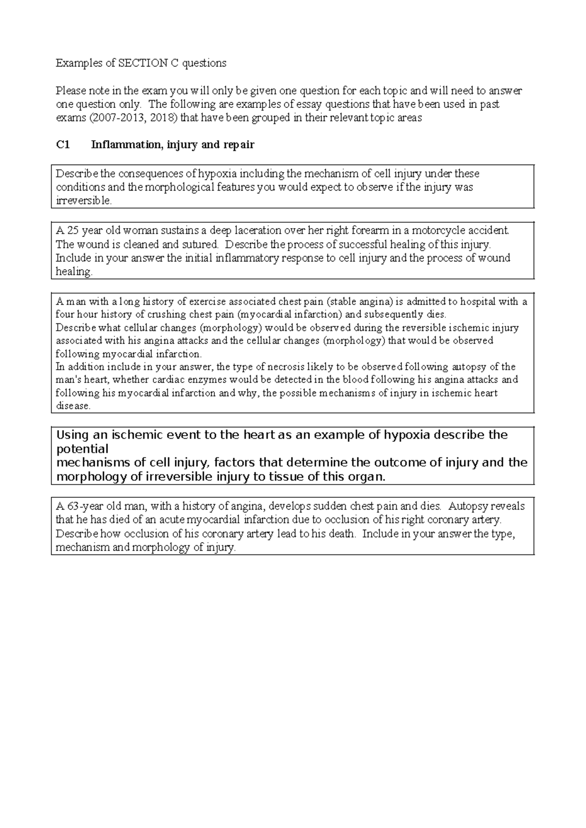 Examples of Section C questions - Examples of SECTION C questions Please note in the exam you ...