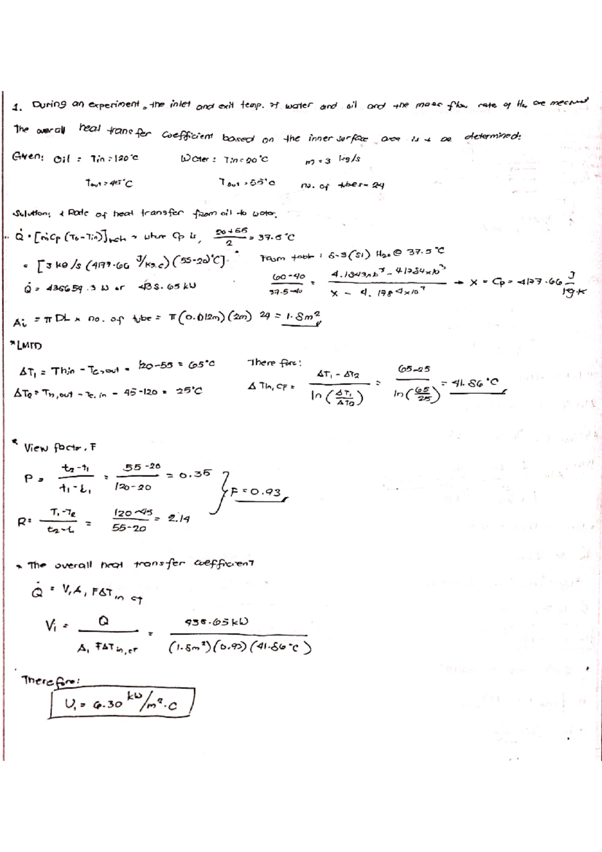 Heat Transfer Solving - Mechanical Engineering - NVSU - Studocu