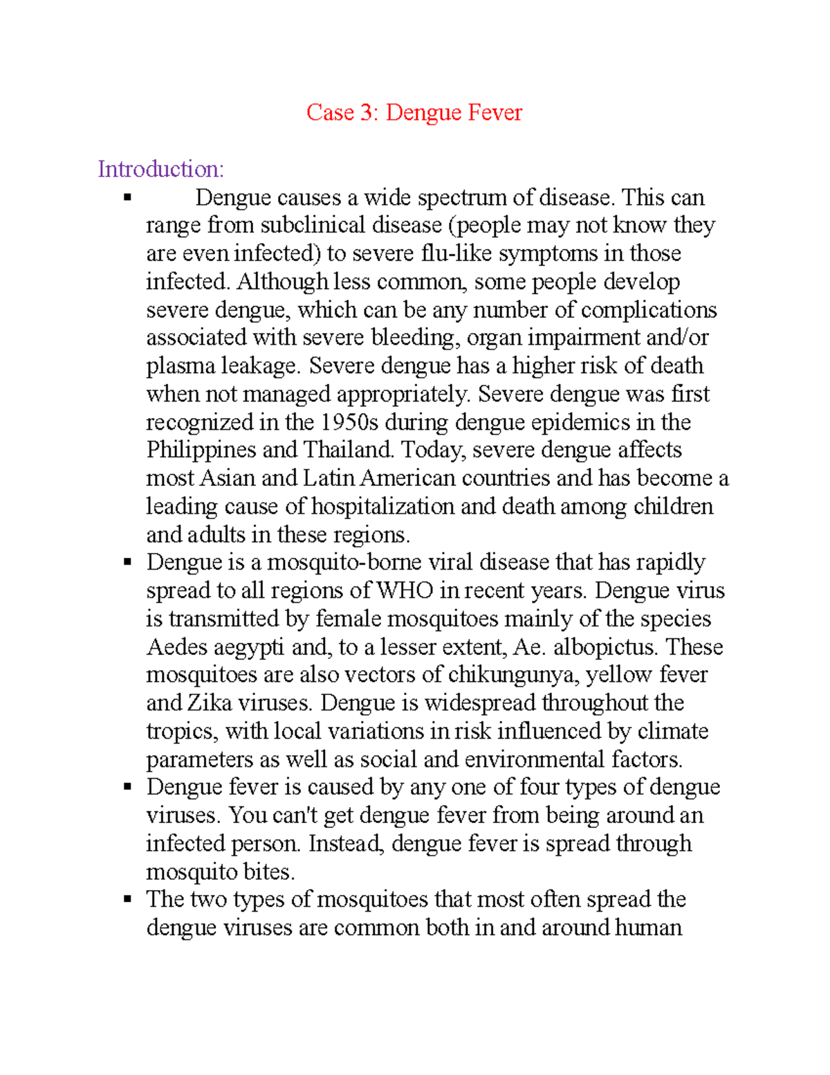 2ND SEM NSG LEC Notes 1 pages 14 21 - Case 3: Dengue Fever Introduction ...