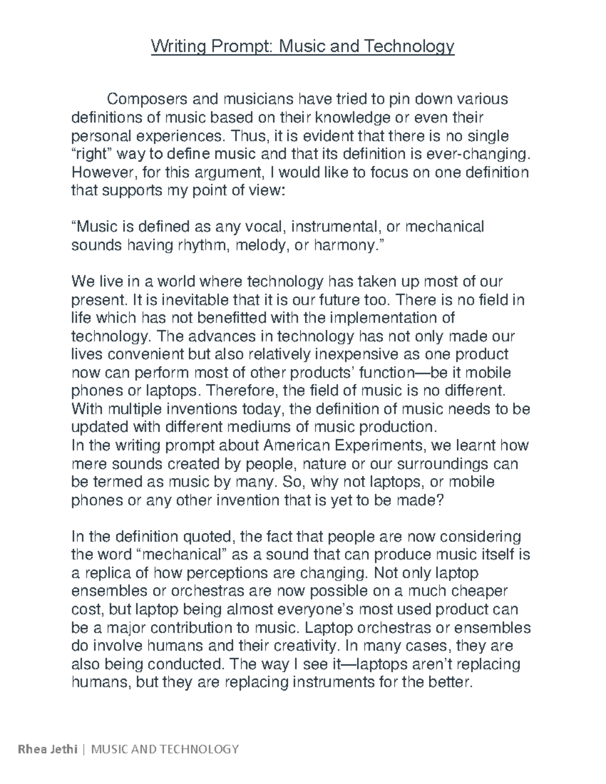 Writing Prompt-Music and Technology - Writing Prompt: Music and ...