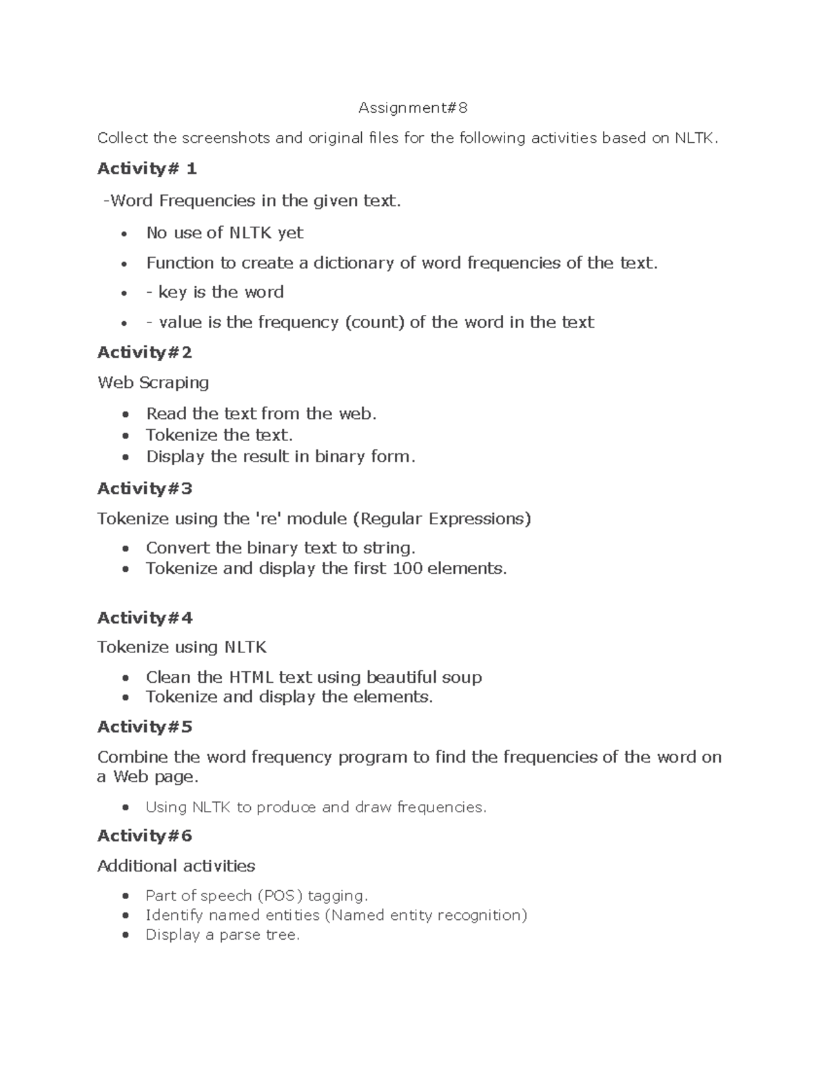 Assignment 8 This Is Assignment 8 Assignment Collect The