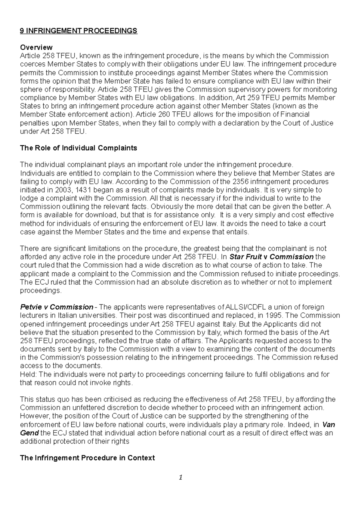 9 Infringement Proceedings - 9 INFRINGEMENT PROCEEDINGS Overview ...