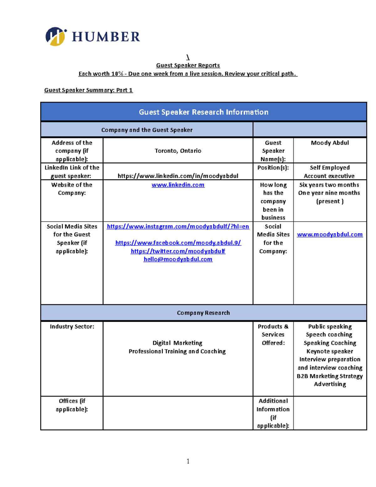 Guest Speaker Report - WORK 5570 (1) - \ Guest Speaker Reports Each ...