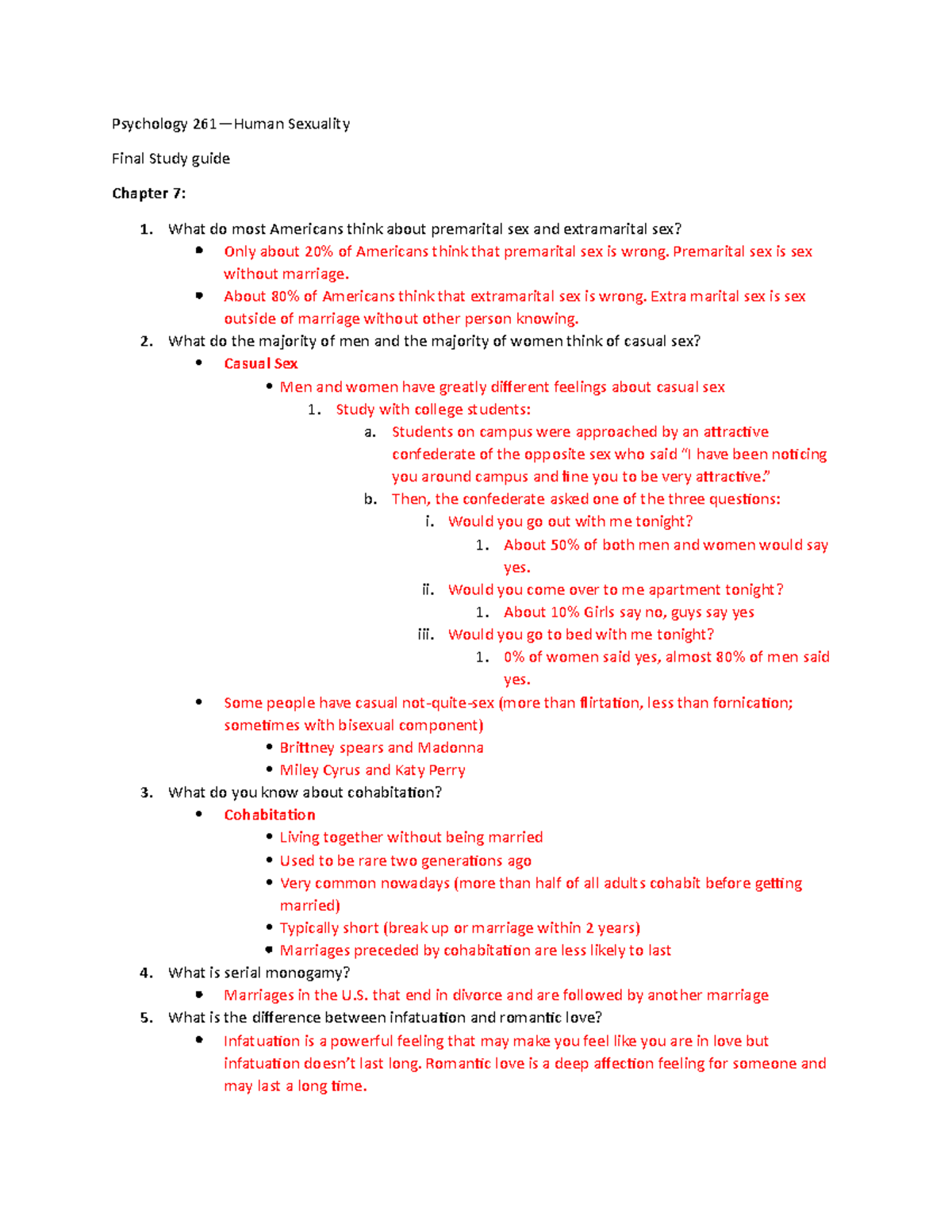 Final Study Guide - Psychology 261—Human Sexuality Final Study guide ...