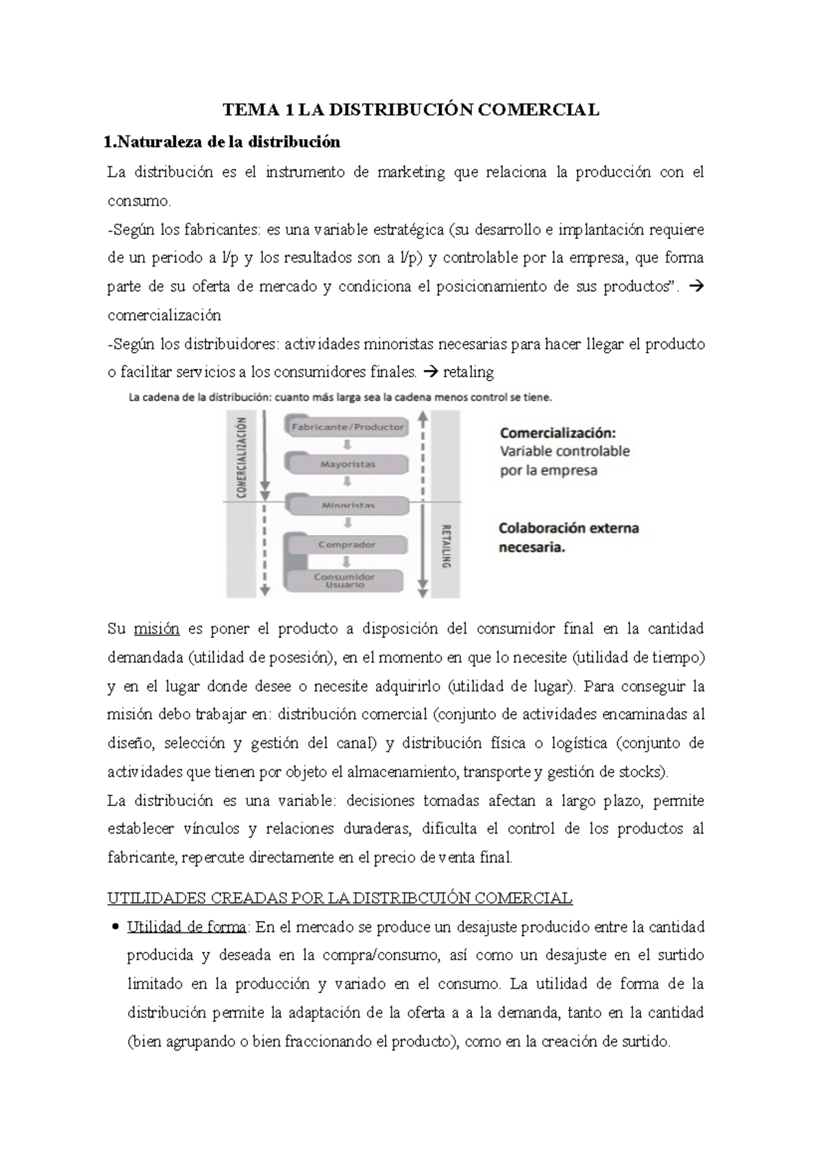 Temas Politica DE Distribución de Marketing URJC - TEMA 1 LA ...