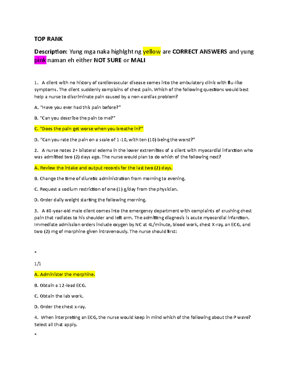 TOP-RANK- Answers - TRA POST TEST :) - TOP RANK Description: Yung mga ...