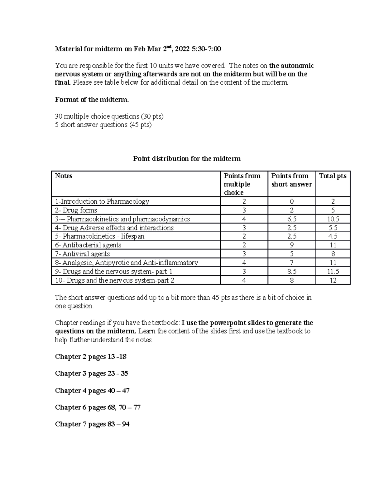 Midterm material-Mar 2nd 2022 - Material for midterm on Feb Mar 2nd ...