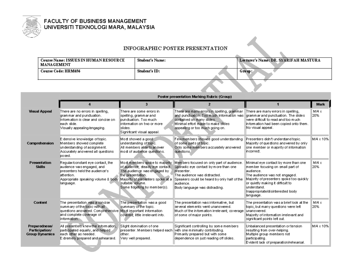 HRM656 Rubrics - UNIVERSITI TEKNOLOGI MARA, MALAYSIA INFOGRAPHIC POSTER ...