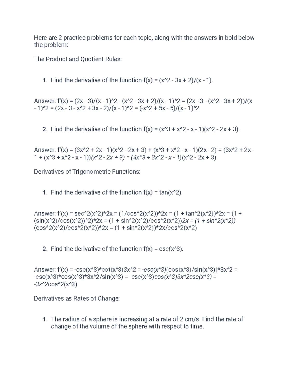 MA 161 Practice Problems E2 - Here are 2 practice problems for each ...