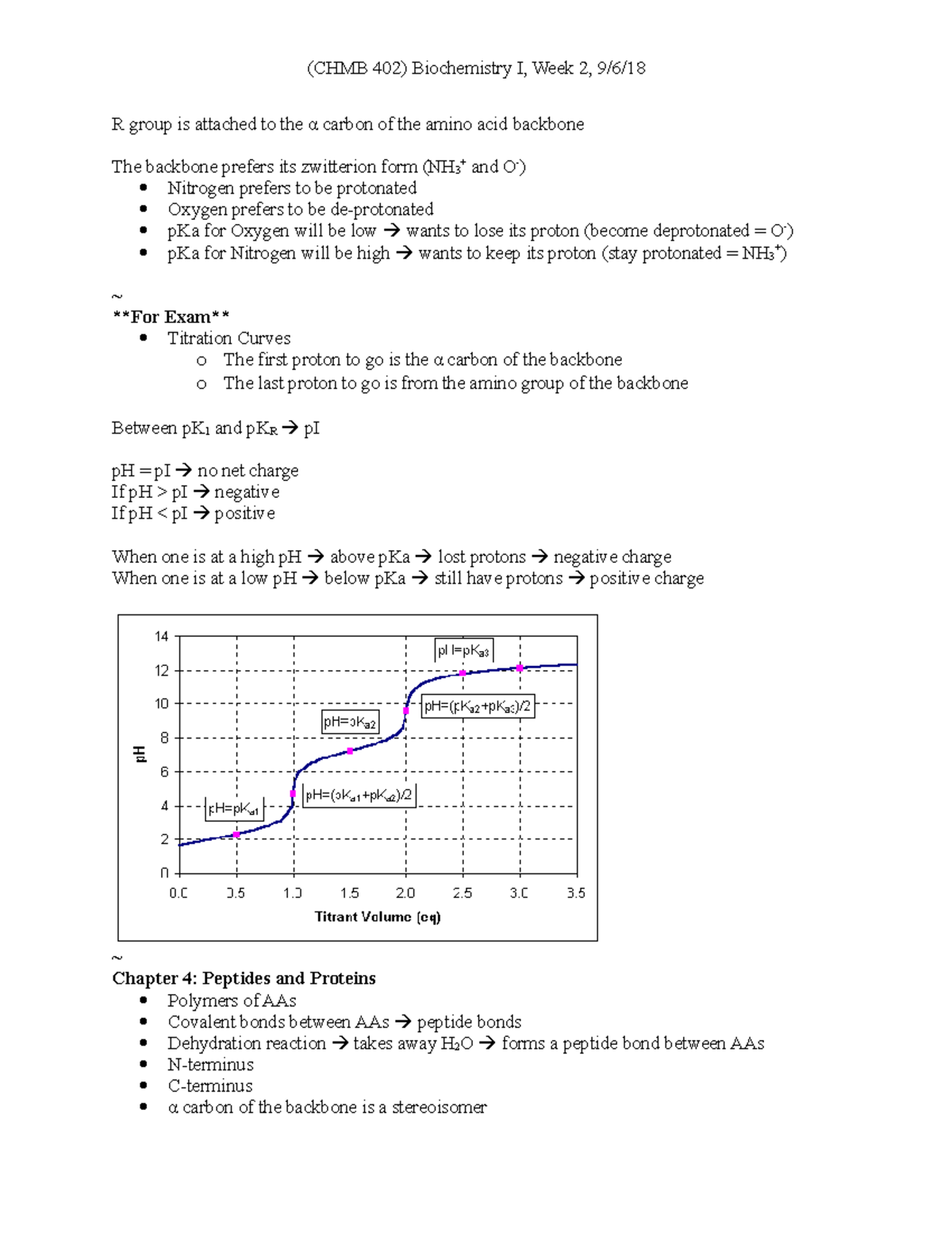 CHMB 402, Week 2, September 6 2018 - (CHMB 402) Biochemistry I, Week 2 ...
