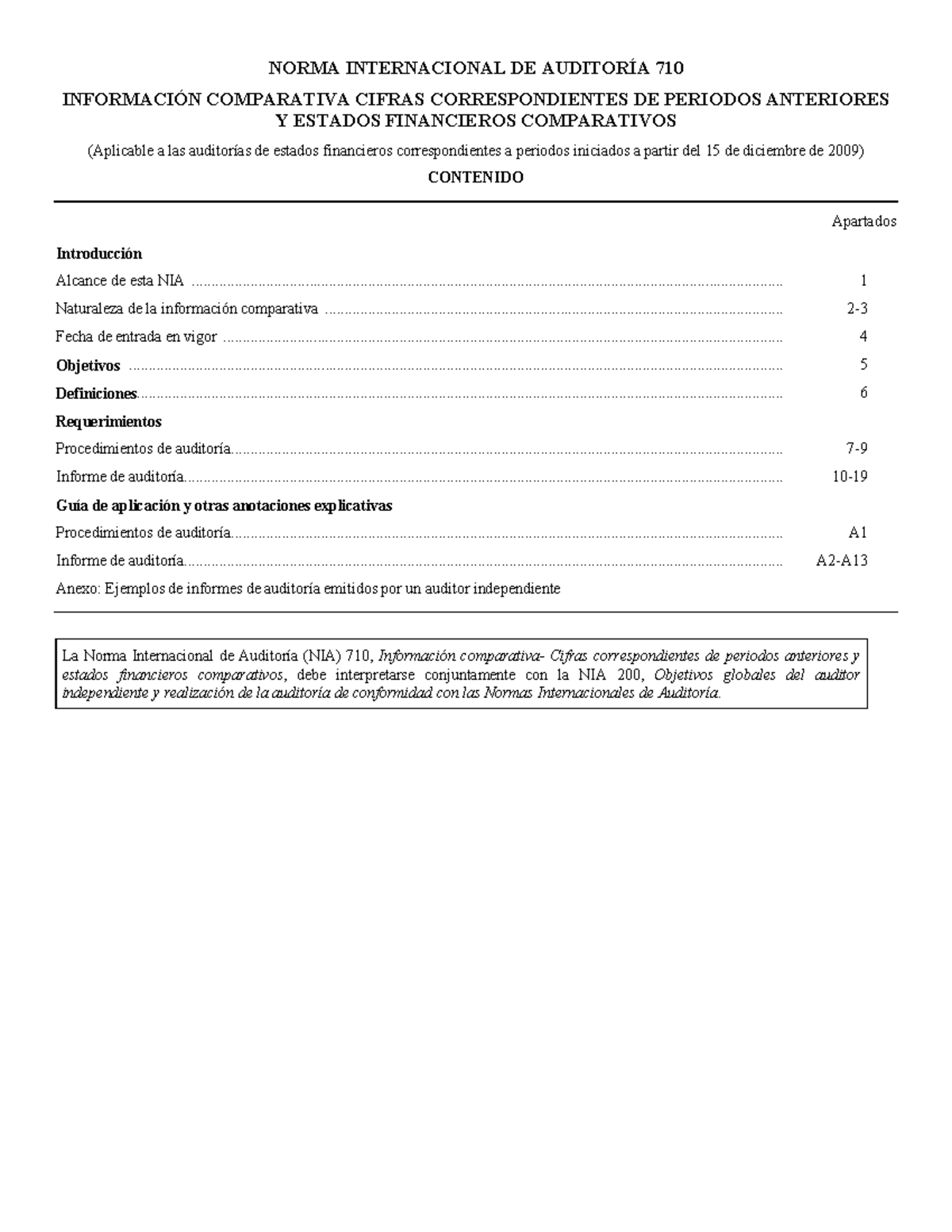 NIA 710 Y 720 - NIA 710 Y 720 - NORMA INTERNACIONAL DE AUDITORÍA 710 ...