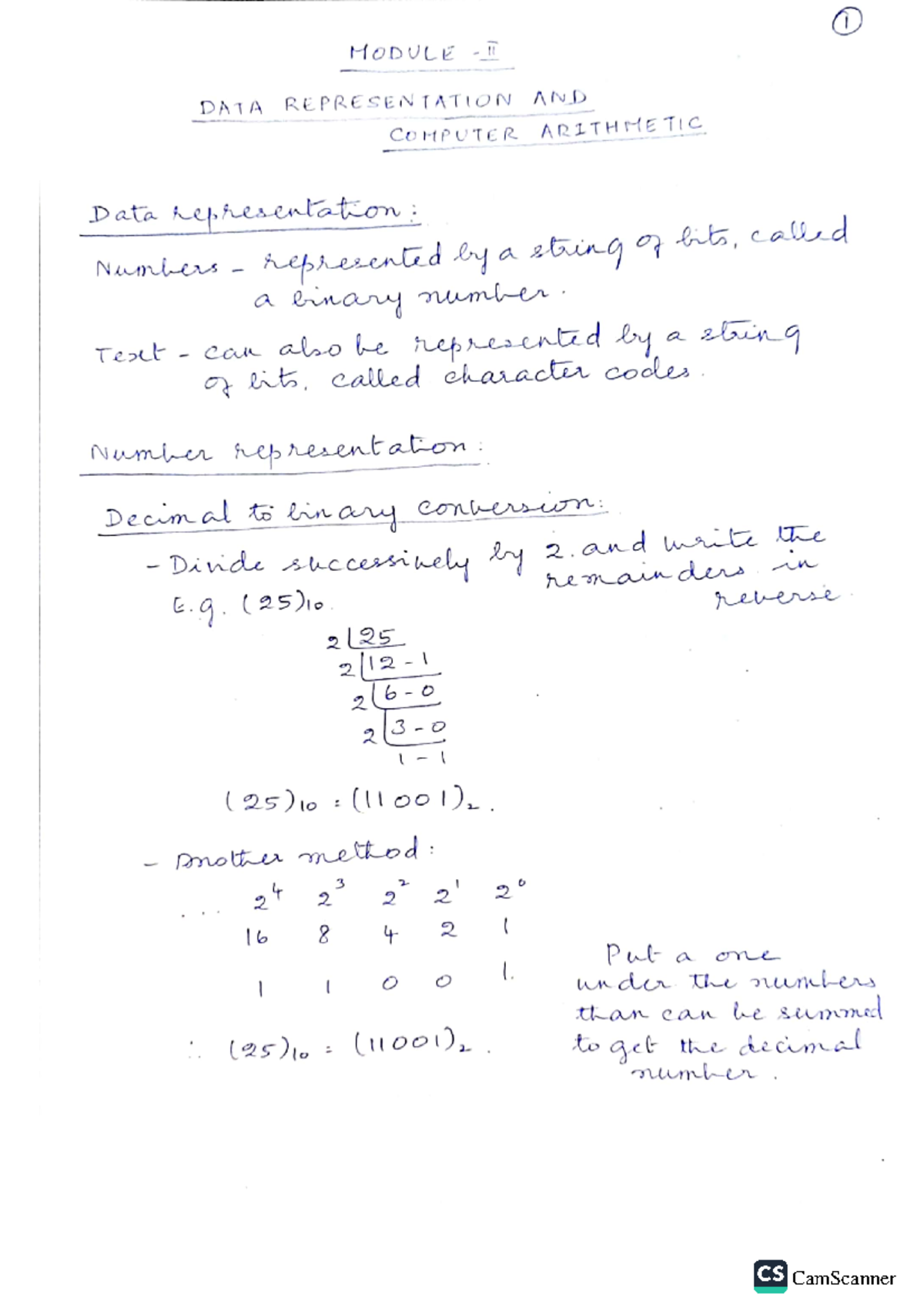 Cao module 2 - 1 MODULE II DATA REPRESENTATION AND COMPUTER ARITHMETIC Data representation ...