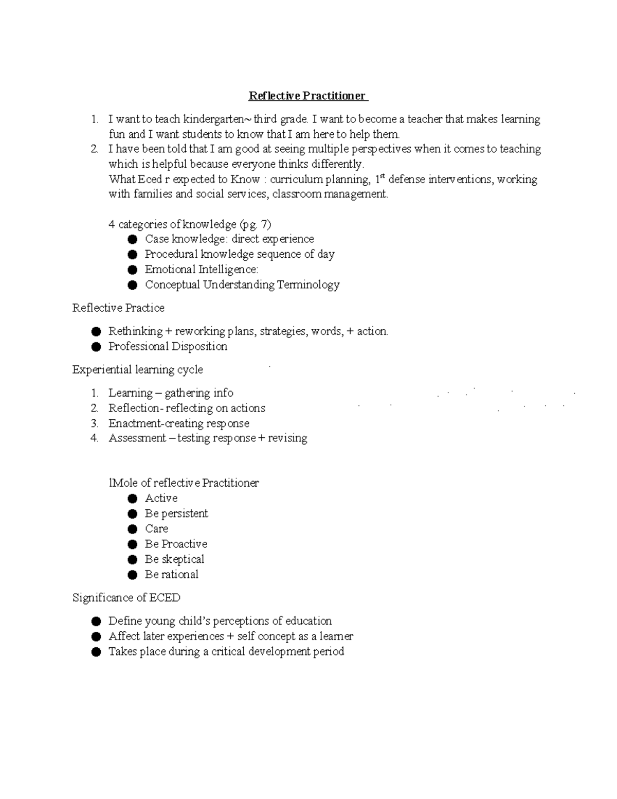 Reflective Practitioner Notes - Reflective Practitioner I want to teach ...