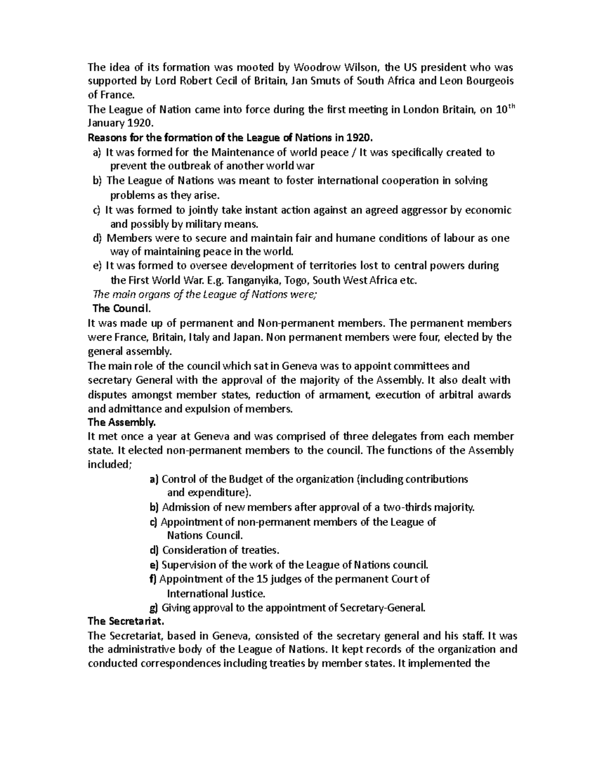 History class notes part-3 - The idea of its formation was mooted by ...