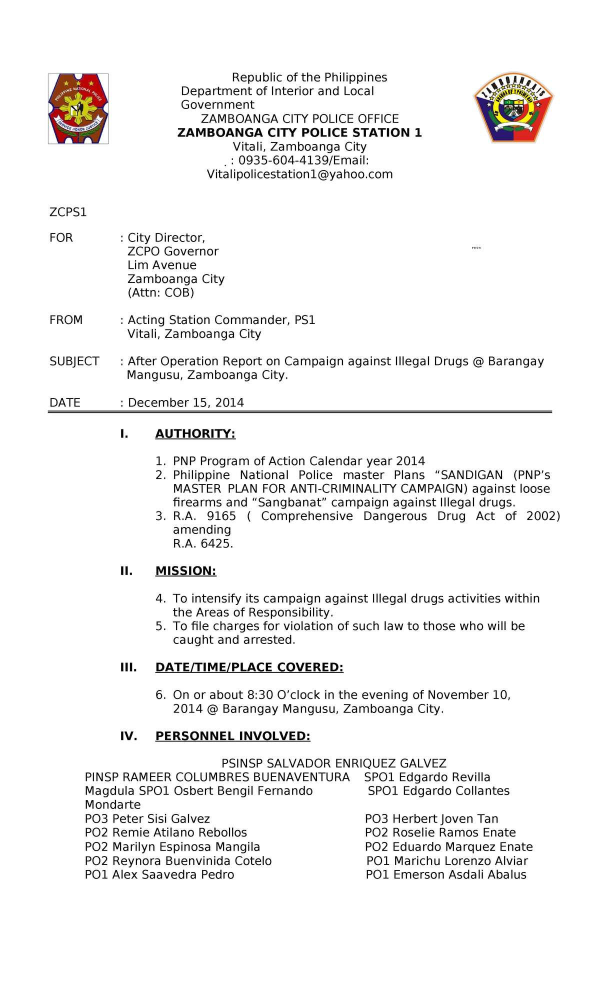 After-operation-report - P R O 9 F I N E S T T Republic of the ...