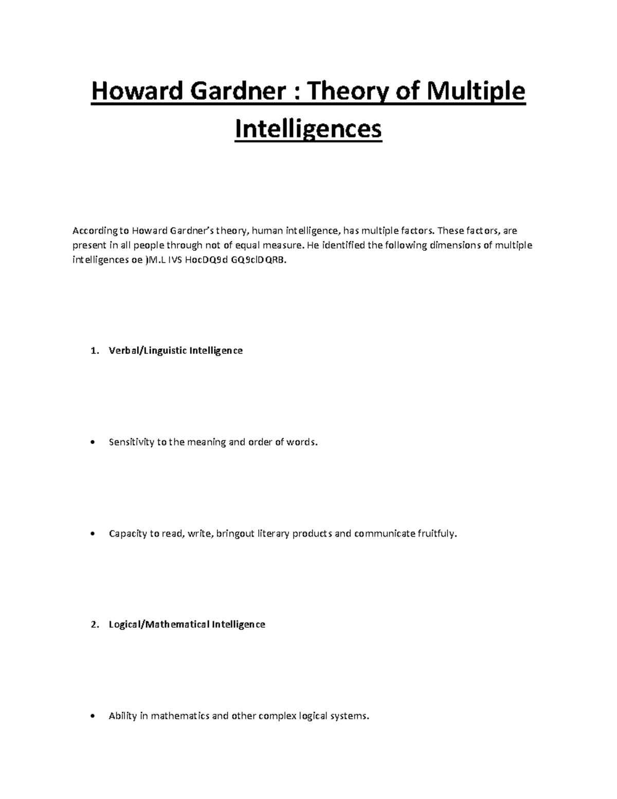 Howard Gardner - Theory of Multiple Intelligences - Howard Gardner ...