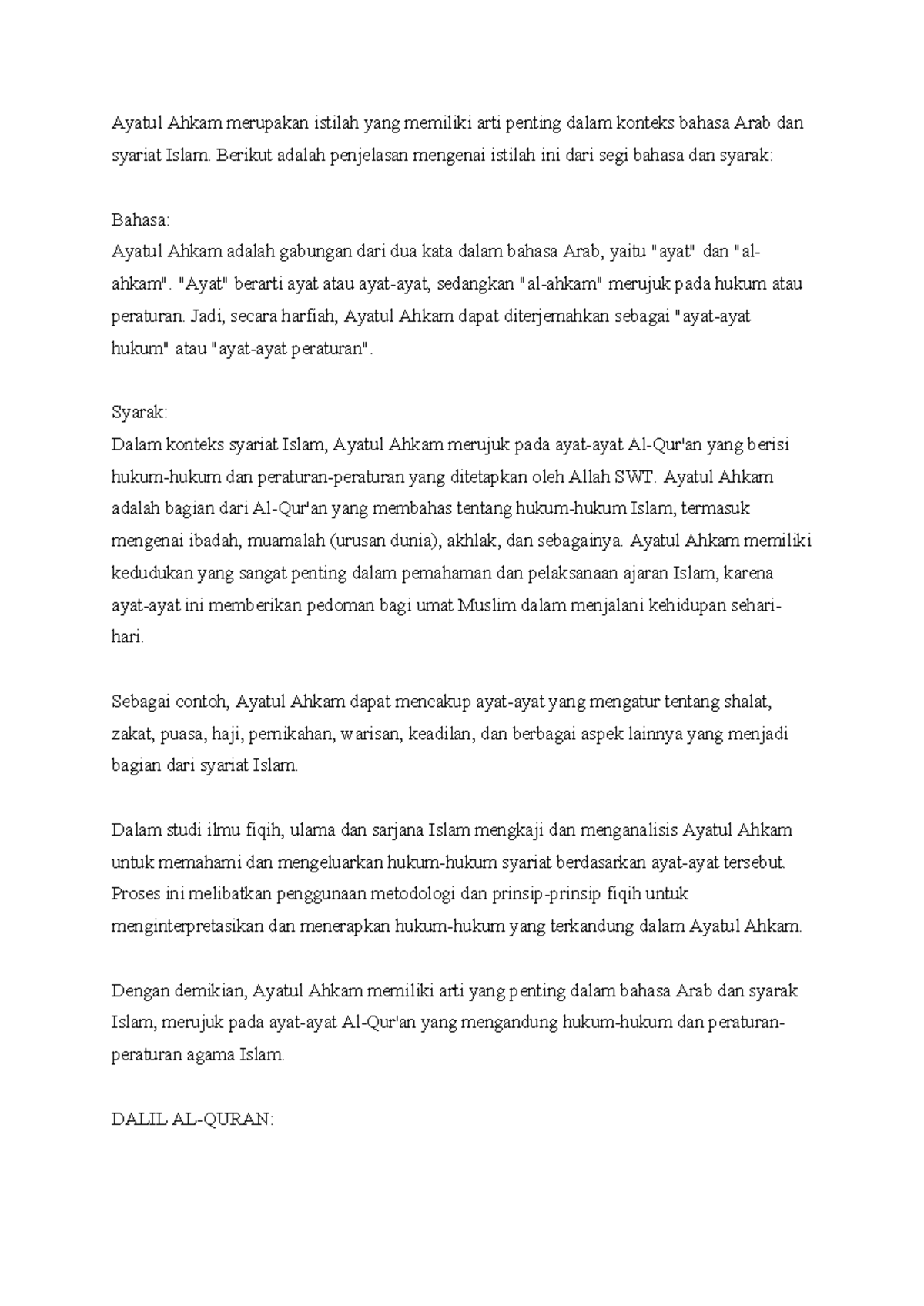 Ayatul Ahkam merupakan istilah yang memiliki arti penting dalam konteks ...