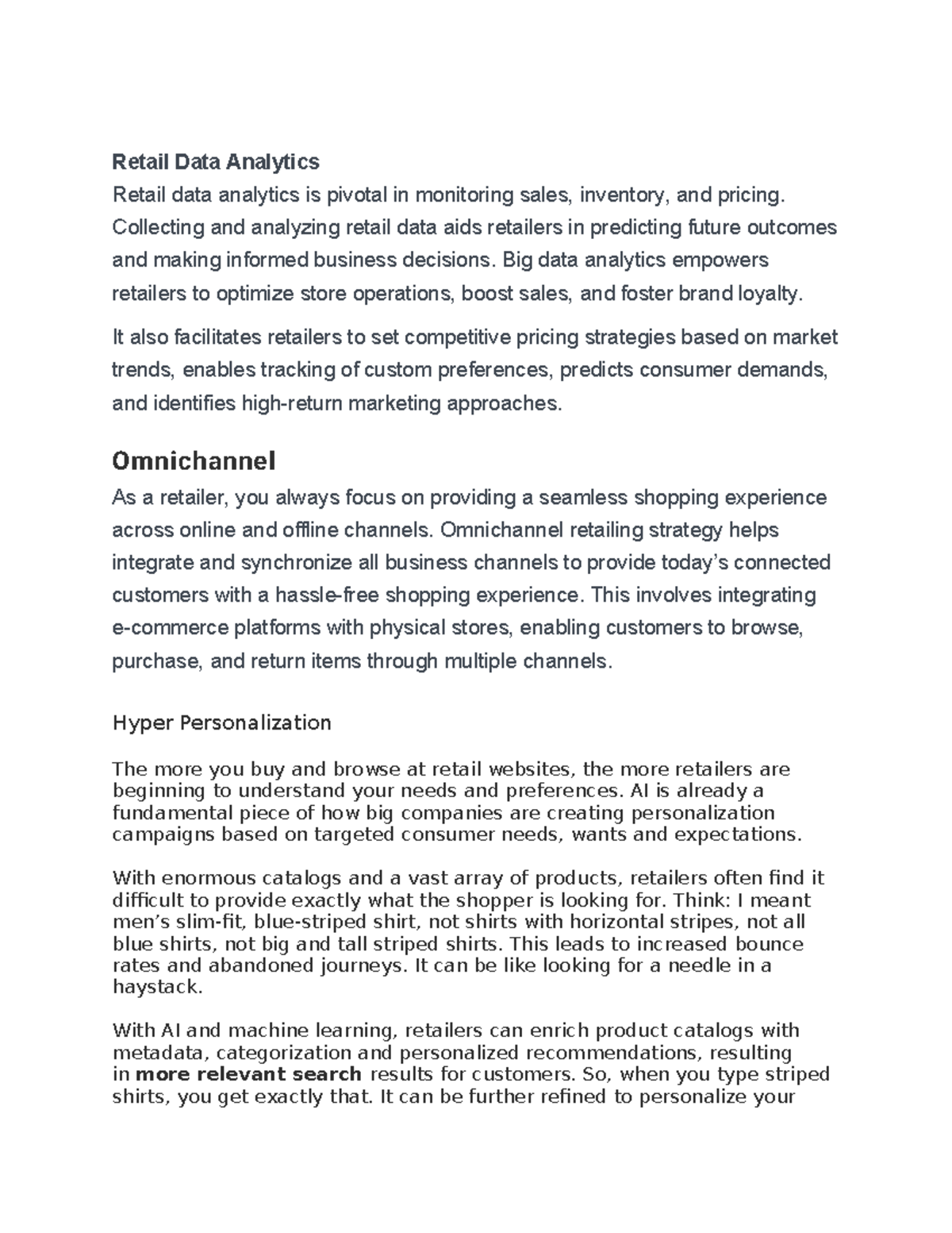 AI retail industry - Retail Data Analytics Retail data analytics is ...