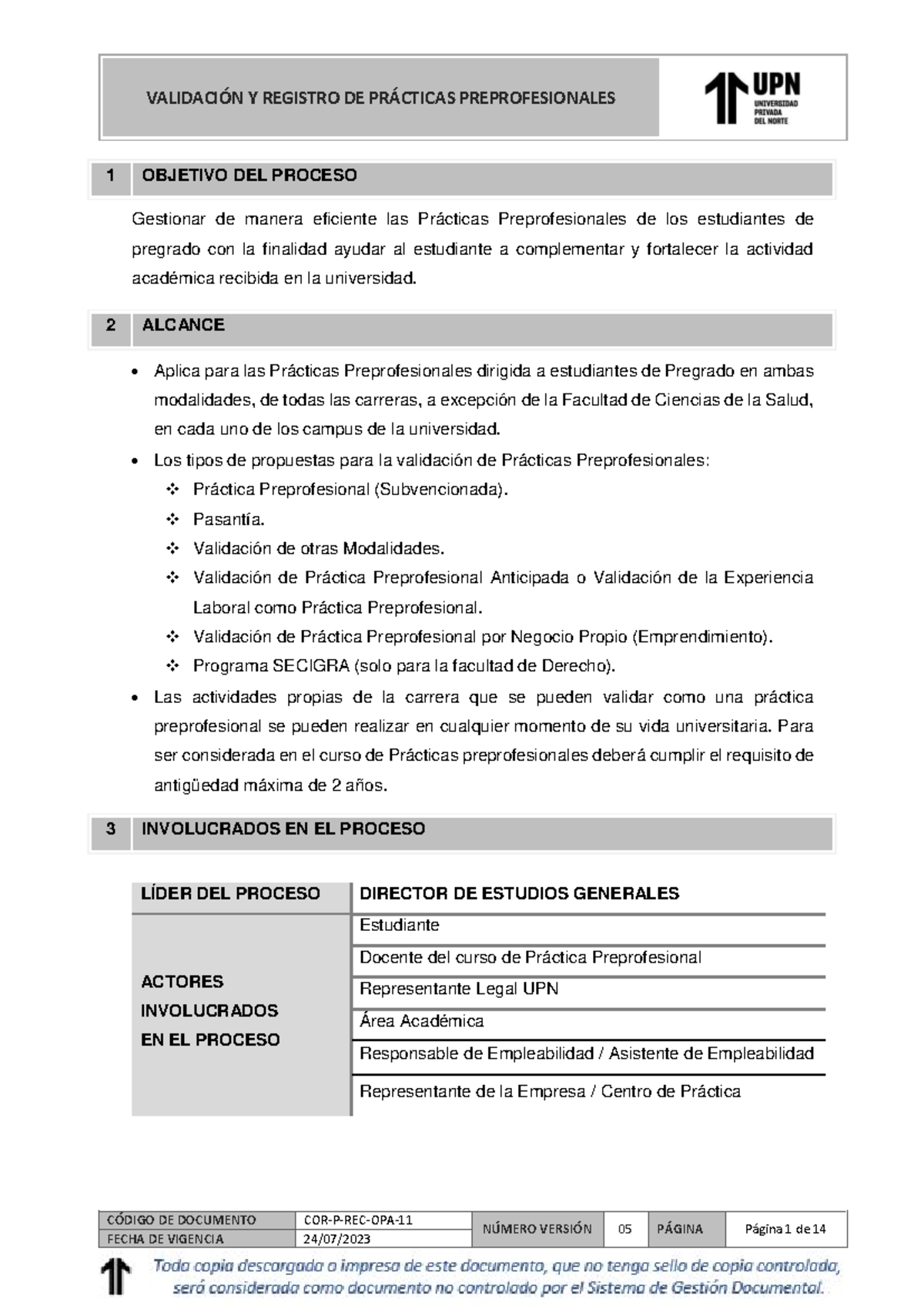Procedimiento de Validación y Registro de PPP 2023 - CÓDIGO DE ...