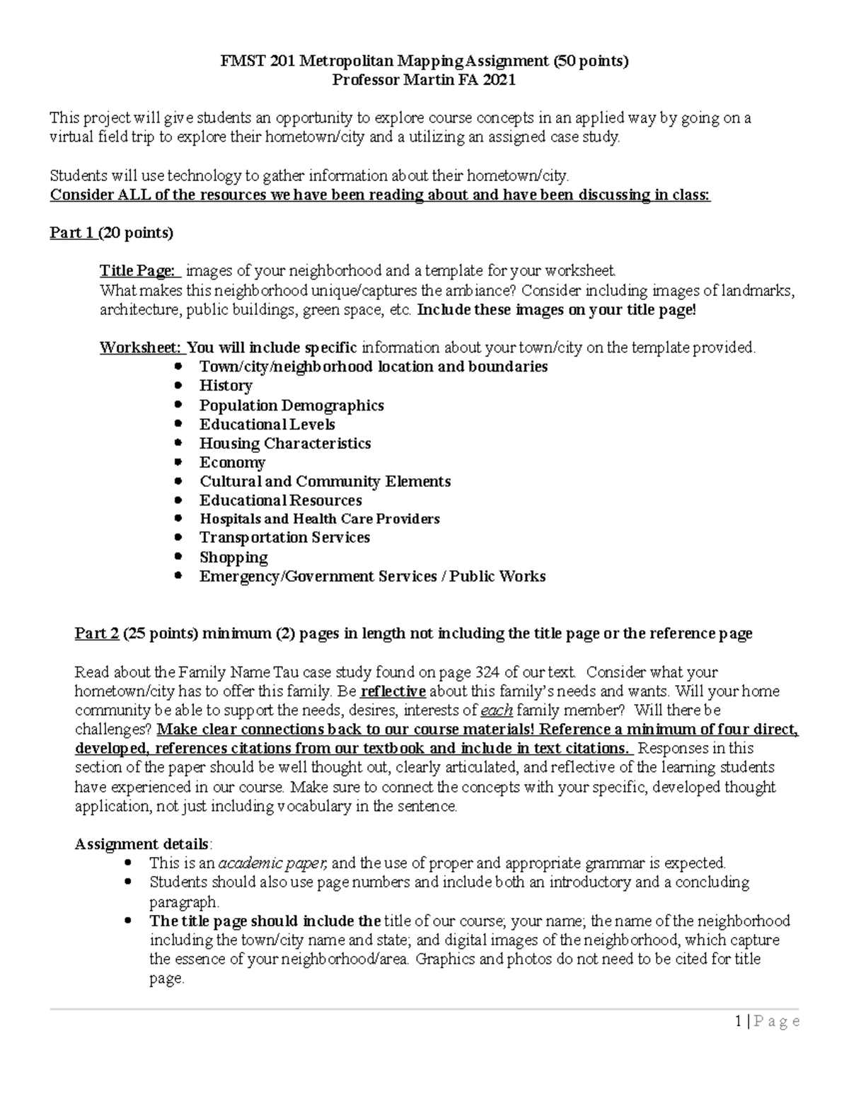 FMST201.Met. Map Mapping assignment 201 - FMST 201 Metropolitan Mapping ...