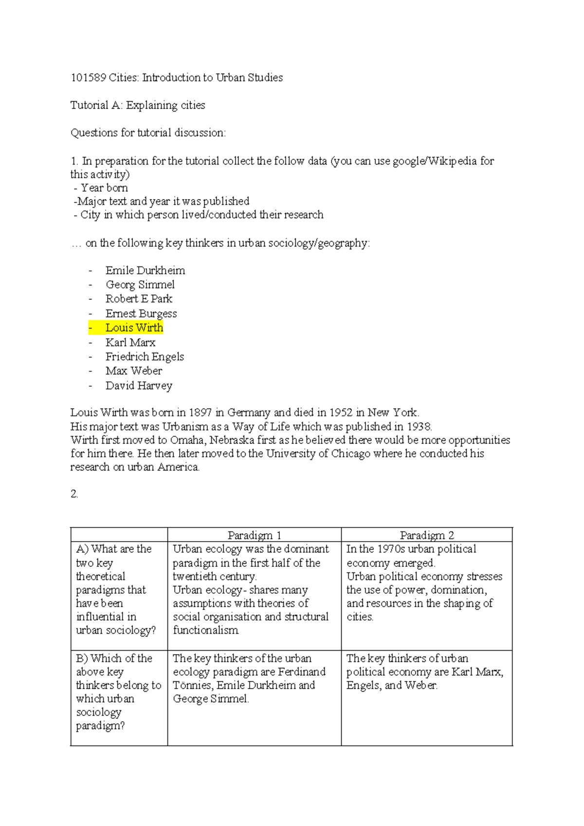 Introduction to Cities worksheet - 101589 Cities: Introduction to Urban ...
