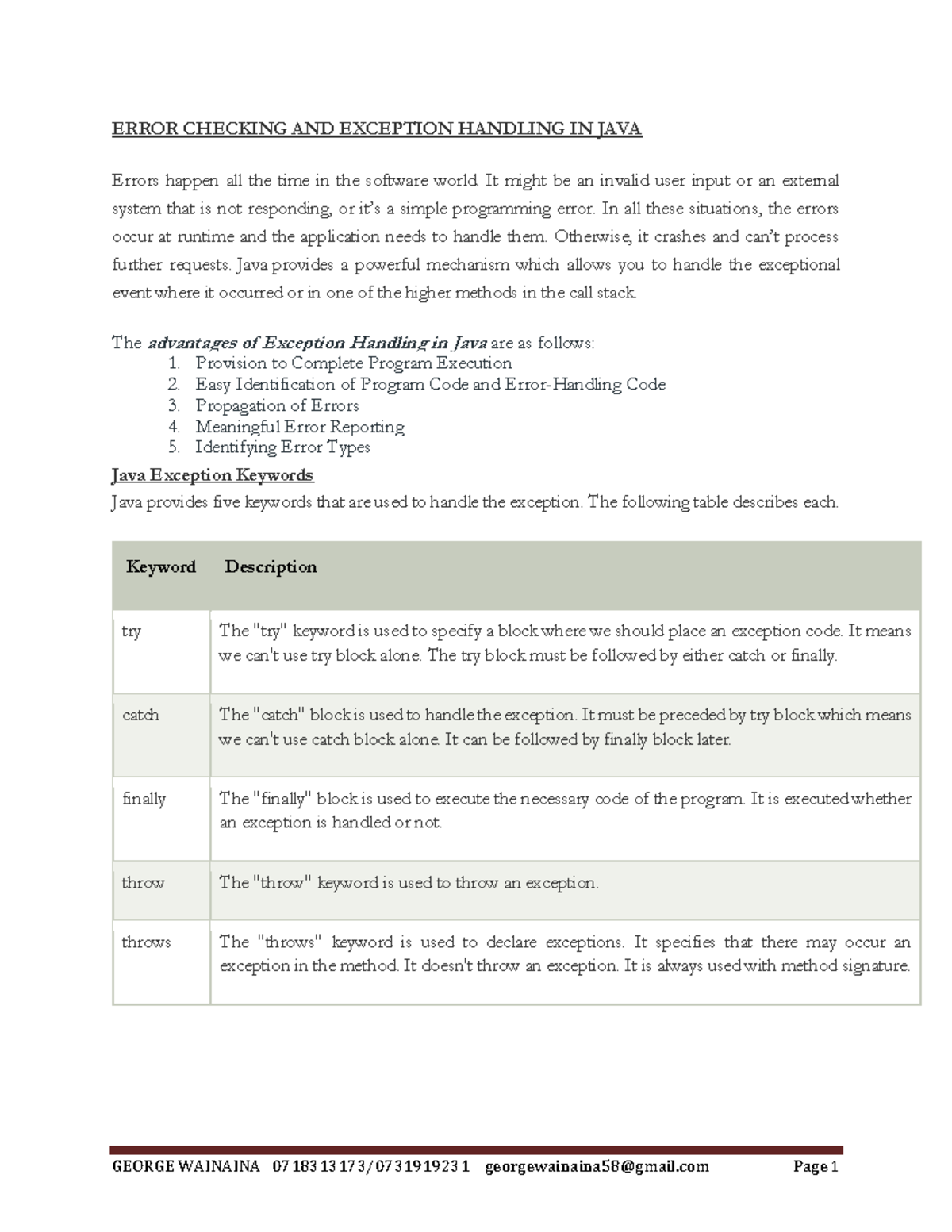 Error Checking And Exception Handling Error Checking And Exception