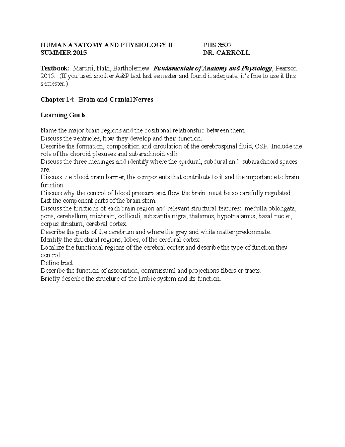 Chapter 13 outline expanded - HUMAN ANATOMY AND PHYSIOLOGY II SUMMER ...