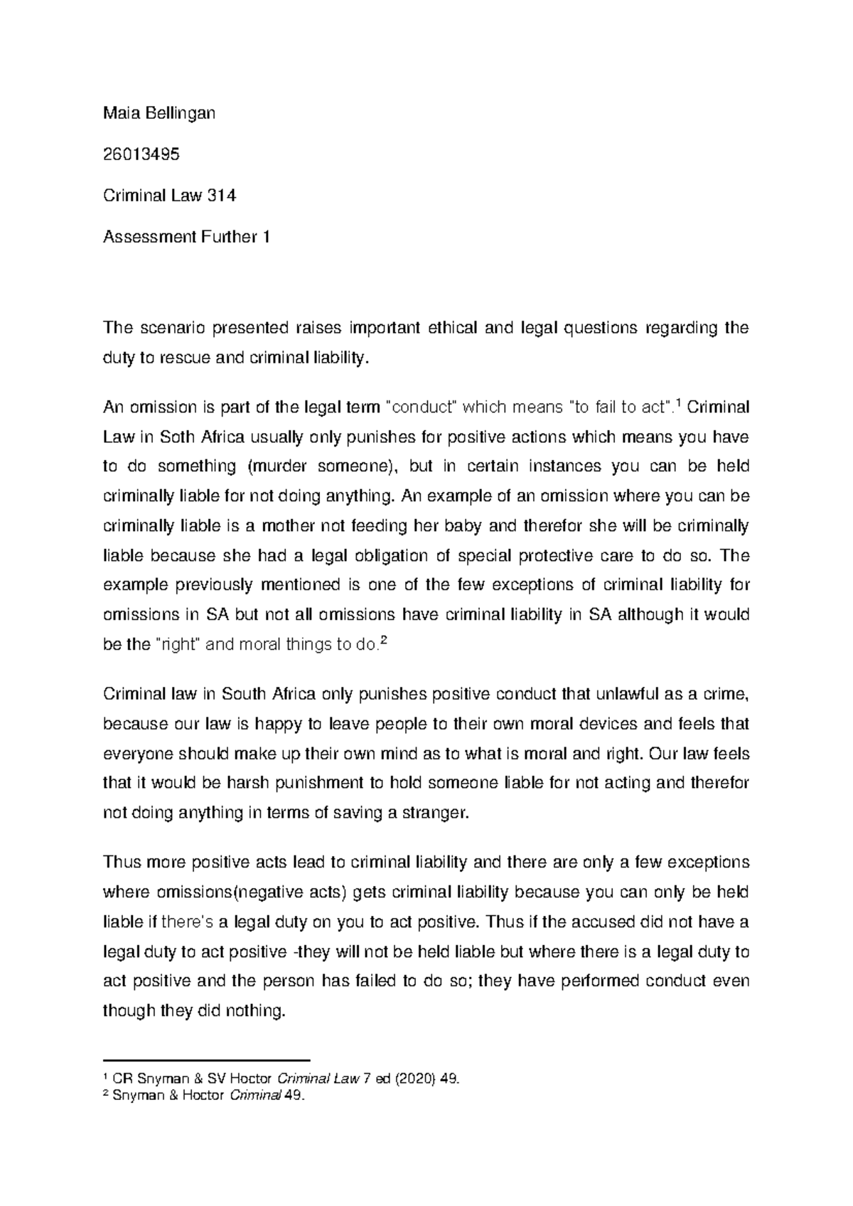 Maia Bellingan Criminal Law AF 1 26013495 - Maia Bellingan 26013495 ...