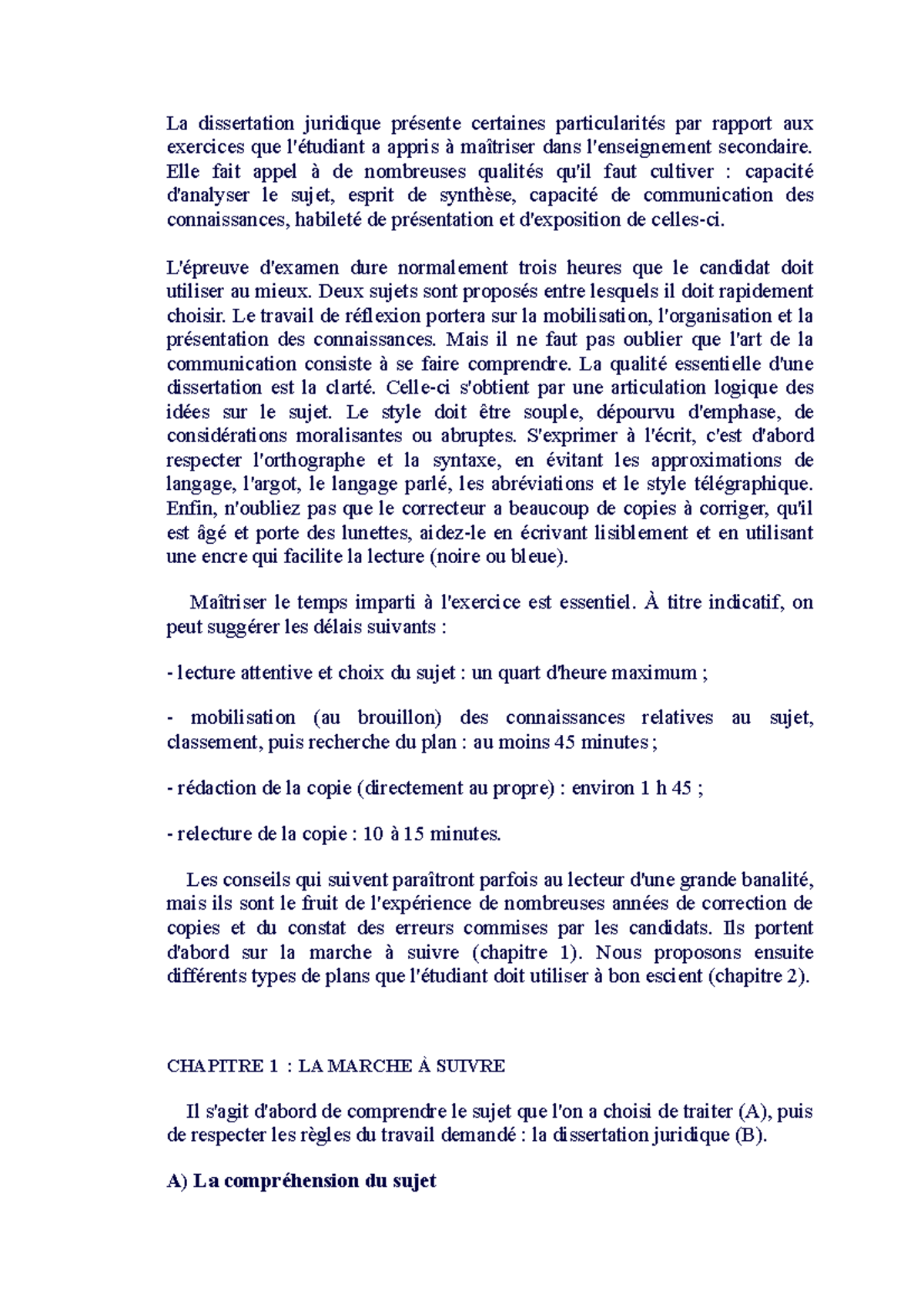 Méthodo dissertation - La dissertation juridique présente certaines ...